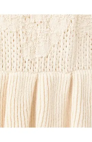 Mango Amelie Tie Shoulder Crochet Peplum Top