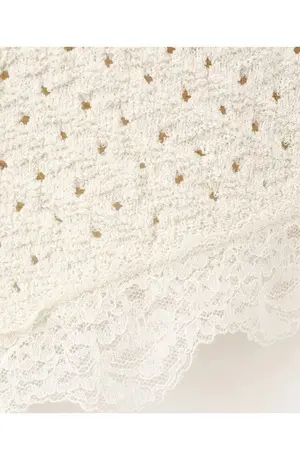 Mango Lace Trim Pointelle Sleeveless Sweater