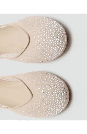 Mango Rhinestone Mesh Ballet Flats