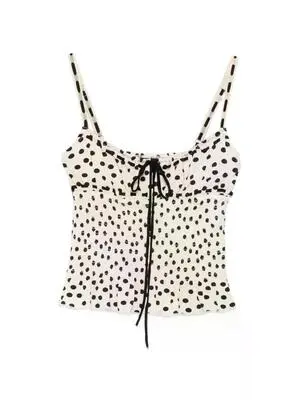 LESLIE AMON Polka-dot Shirred Top