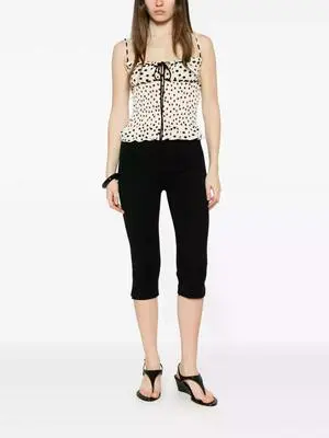 LESLIE AMON Polka-dot Shirred Top