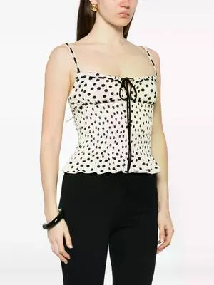 LESLIE AMON Polka-dot Shirred Top