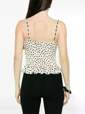 LESLIE AMON Polka-dot Shirred Top
