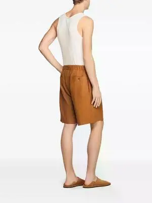 Sandro Elastic Waist Linen Shorts - Brown
