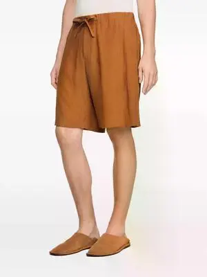 Sandro Elastic Waist Linen Shorts - Brown
