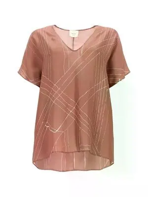 ALYSI Abstract-print V-neck Top
