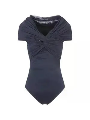 GENTRYPORTOFINO Twisted Draped Swimsuit - Black