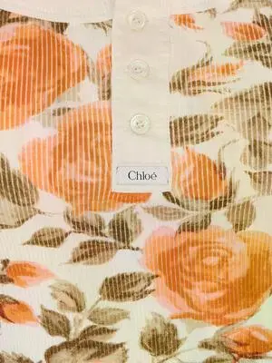 Chloé Floral-print Ribbed Knit T-shirt - Neutrals