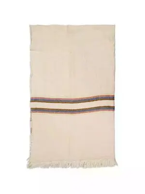 LIBECO Fouta Harlan Stripe Fringed Towel - Neutrals