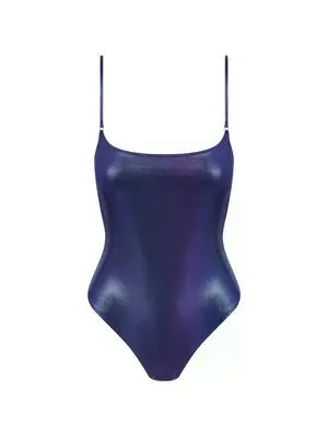 MAISON CLOSE Metallic-finish Thong Swimsuit - Blue