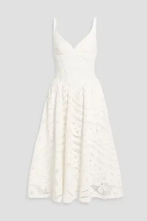 PatBO Rhythmic Cotton Crocheted Lace Midi Dress