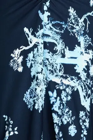 Erdem Gathered Printed Ponte Midi Dress