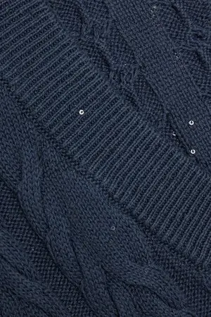 Brunello Cucinelli Sequin-embellished Cable-knit Cotton-blend Sweater