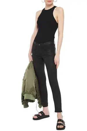 Current/Elliott Coated Mid-rise Skinny Jeans
