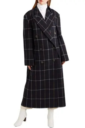 A.W.A.K.E. Mode Double-breasted Checked Wool-blend Coat