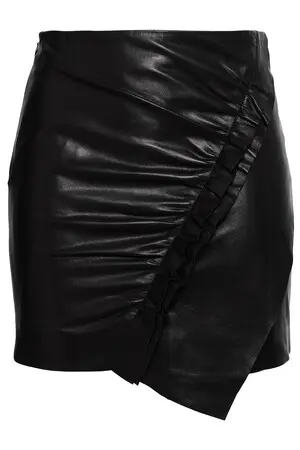 IRO PARIS Ruched Leather Mini Skirt