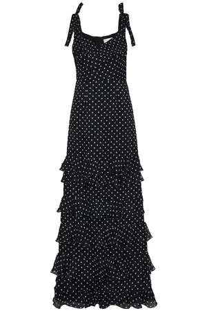 MIKAEL AGHAL Tiered Polkadot Silk-chiffon Gown