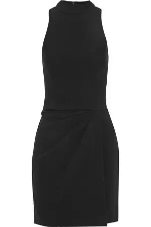 Halston Pleated Crepe Mini Dress