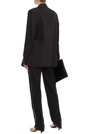 Helmut Lang Satin-trimmed Wool-twill Tapered Pants