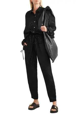 LEE MATHEWS Tamara Tie-detailed Satin-jacquard Jumpsuit