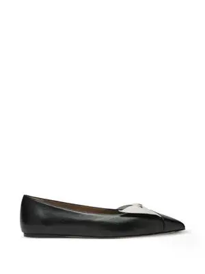 FERRAGAMO Bow-detail Pointed-toe Ballet Flats - Black
