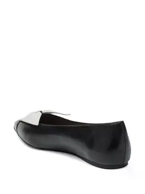 FERRAGAMO Bow-detail Pointed-toe Ballet Flats - Black