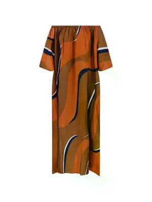 MAPOÉSIE Palao Madone Printed Off-shoulder Dress - Brown