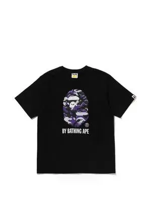 A BATHING APE Glitch Woodlandg Camo-print Logo-print T-shirt - Black