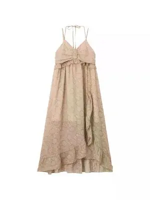 B+AB Floral-jacquard Ruffled Midi Dress - Neutrals