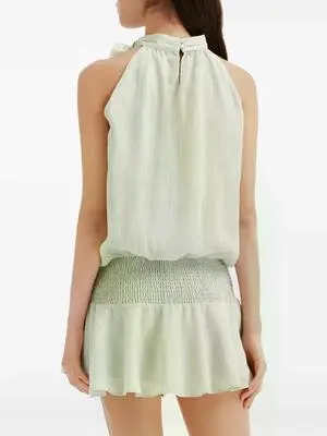 B+AB Ruffled-trim Pinstriped Mini Dress - Green