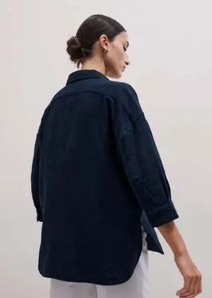 ME+EM Cheesecloth Relaxed Shirt - Navy