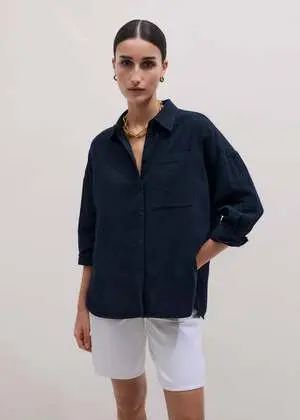 ME+EM Cheesecloth Relaxed Shirt - Navy