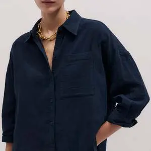 ME+EM Cheesecloth Relaxed Shirt - Navy
