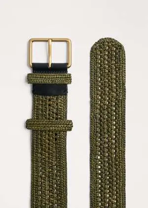 ME+EM Wide Raffia Belt - Olive