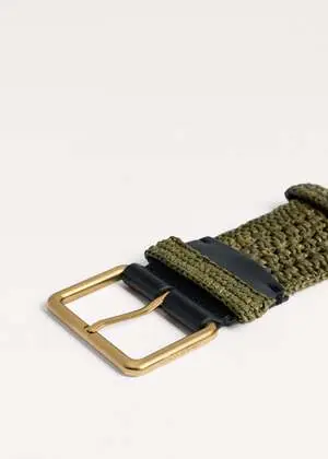 ME+EM Wide Raffia Belt - Olive