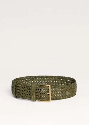 ME+EM Wide Raffia Belt - Olive