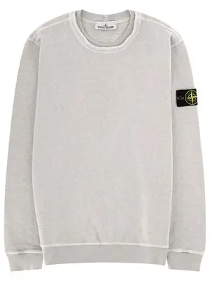 Stone Island Felpa With Logo Patch - Grey