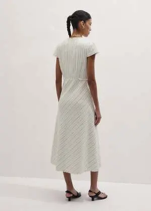 ME+EM Textured Stripe Fit And Flare Midi Dress