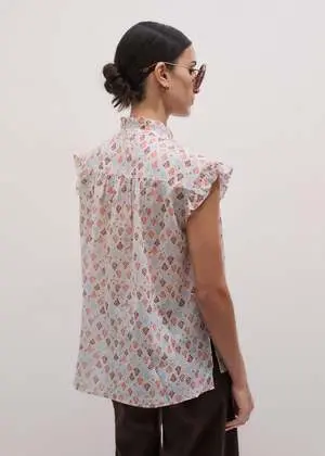 ME+EM Cotton Geo Leaves Print Top