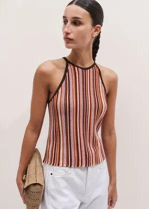 ME+EM Slim Knit Striped Tank