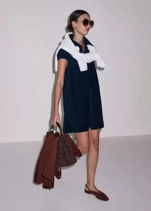 ME+EM Jacquard Towelling Mini Dress - Navy