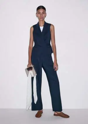 ME+EM Pinstripe Wrap Waistcoat - Navy