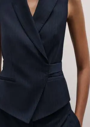 ME+EM Pinstripe Wrap Waistcoat - Navy