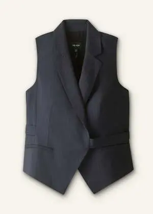 ME+EM Pinstripe Wrap Waistcoat - Navy