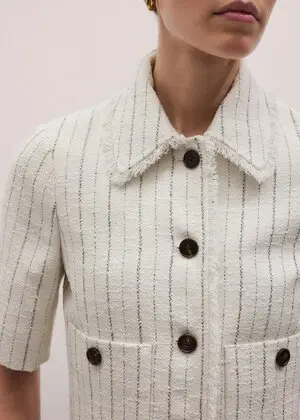 ME+EM Textured Stripe Cropped Jacket
