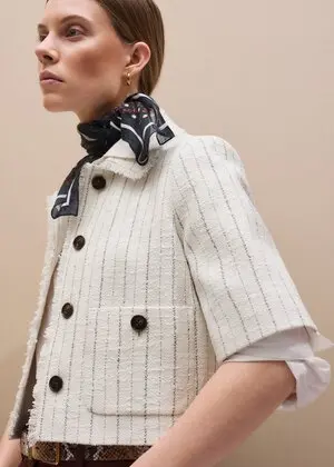 ME+EM Textured Stripe Cropped Jacket