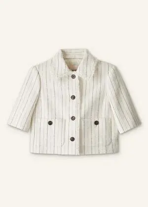 ME+EM Textured Stripe Cropped Jacket