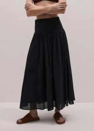 ME+EM Cotton Gauze Maxi Skirt With Slip - Black