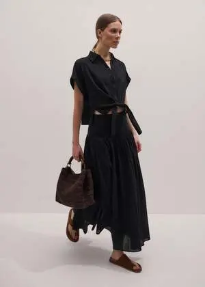 ME+EM Cotton Gauze Maxi Skirt With Slip - Black