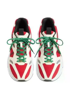 Valentino Garavani Demivee Sneakers In Mesh Fabric With Suede Inserts - Red